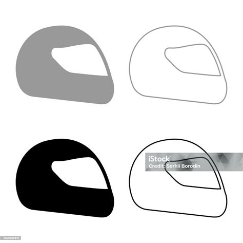 헬멧 오토바이 경주 스포츠 세트 아이콘 회색 블랙 컬러 벡터 일러스트 이미지 플랫 스타일 솔리드 필 윤곽 윤곽 선 얇은 검은색에 대한 스톡 벡터 아트 및 기타 이미지