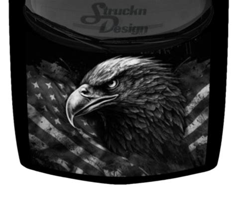 Grayscale Scowl Dark Bald Eagle American Flag Hood Wrap Truck Car Vinyl