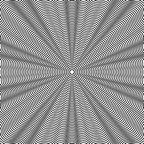 Premium Vector Wavy Optical Illusion Radial Black Lines Abstract Hypnotic Pattern Geometric
