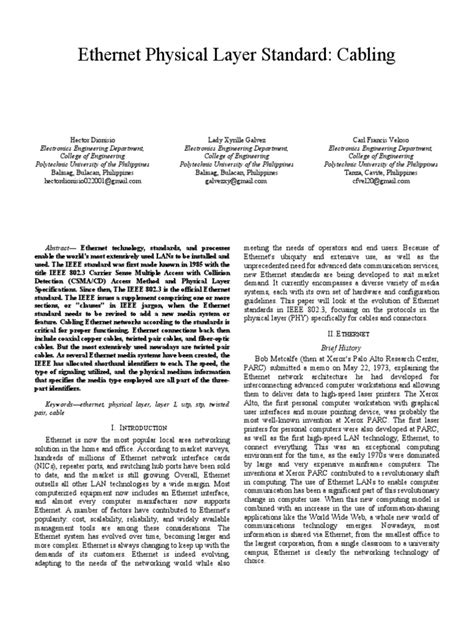 An Overview Of Ethernet Physical Layer Cabling Standards Pdf