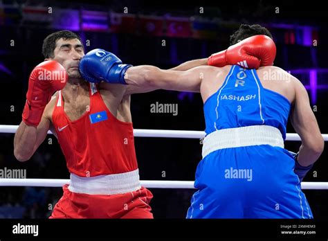 Kazakhstans Aslanbek Shymbergenov Left Fight Jordans Zeyad Eashash