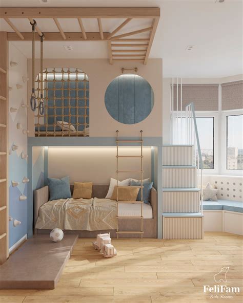 Небесно блакитний простір дизайн дитячої кімнати для хлопчика