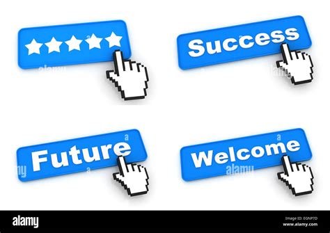 Button For Web Blue Color With Hand Cursor Stock Photo Alamy