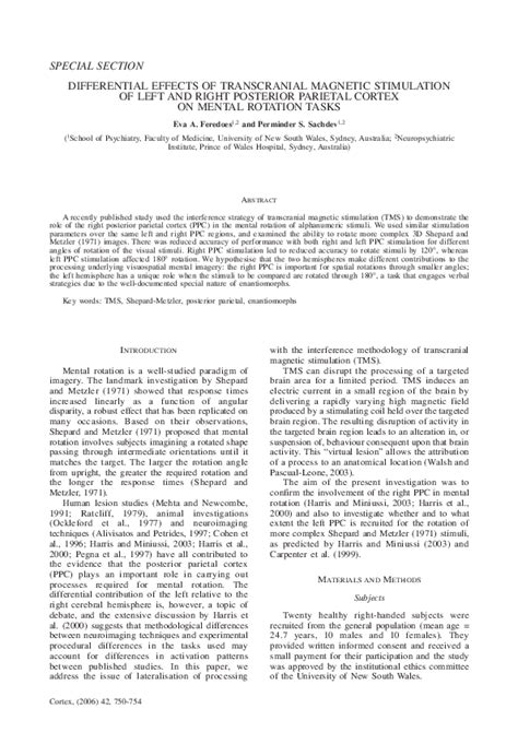 Pdf Differential Effects Of Transcranial Magnetic Stimulation Of Left And Right Posterior