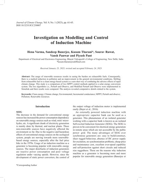 Pdf Investigation On Modelling And Control Of Induction Machine
