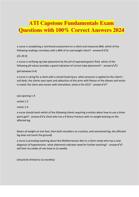 ati capstone fundamentals exam questions with 100 correct answers 2024