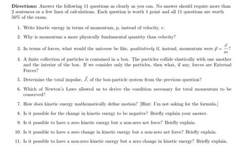 Solved Directions Answer The Following 11 Questions As