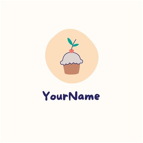 편집 가능한 일러스트 컵케이크 베이커리 로고 템플릿 프리미엄 벡터