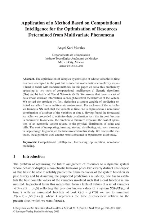 pdf application of a method based on computational intelligence for