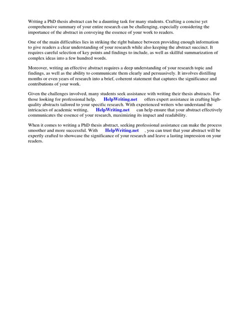 Writing A Phd Thesis Abstract Pdf Thesis Abstract Summary