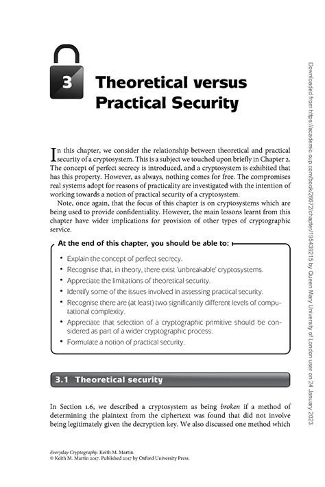 Chapter 3 Chapter 3 Of Book 3 Theoretical Versus Practical Security I N This Chapter We