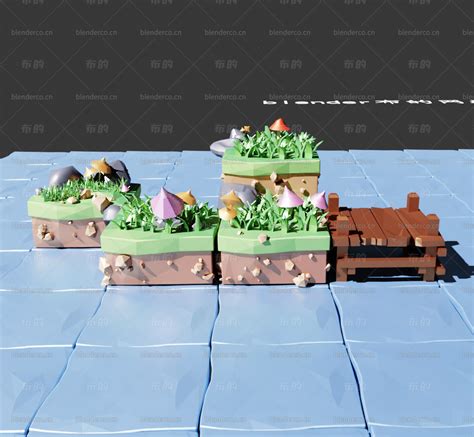 Blender低像素植物方块blender布的模型34 Blender布的