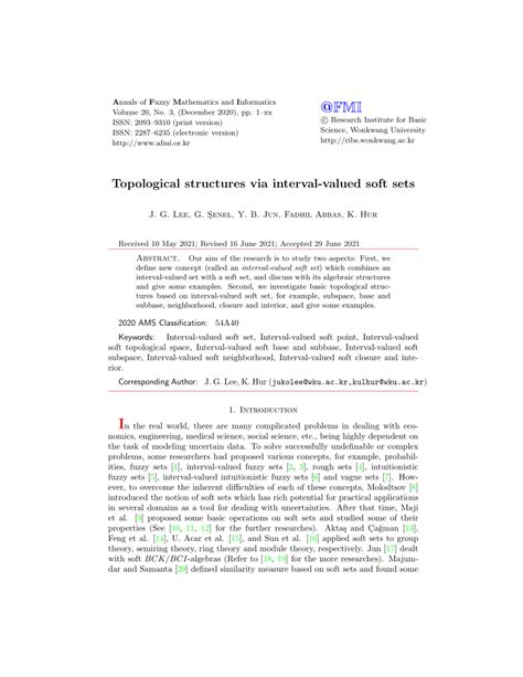 Pdf Topological Structures Via Interval Valued Soft Sets