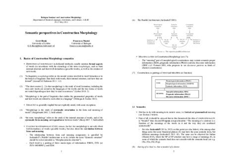 Pdf Semantic Perspectives In Contruction Morphology