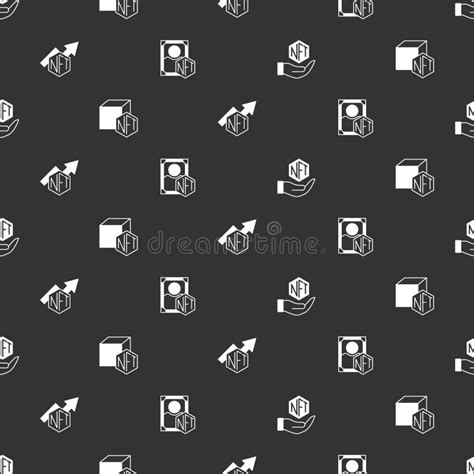 Set Nft Digital Crypto Art Growth Bar Chart And On Seamless Pattern Vector Stock Illustration