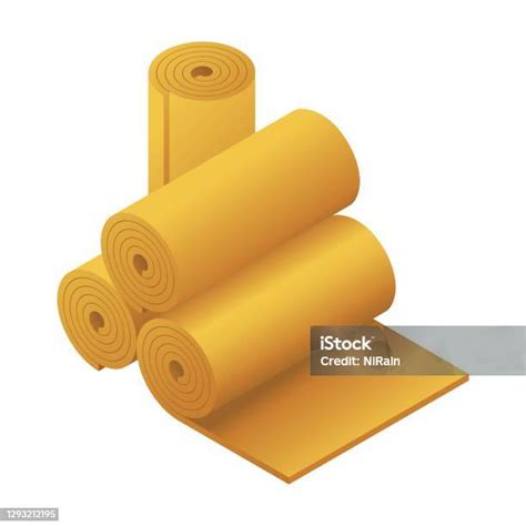 미네랄 울 플랫 벡터 아이콘 흰색 배경에 격리 된 유리 섬유 절연 재료의 롤 열 냉방 보호를 위한 벡터 일러스트록 울 절연체 3d 만화 유리 울 롤 아이콘 단열재에 대한