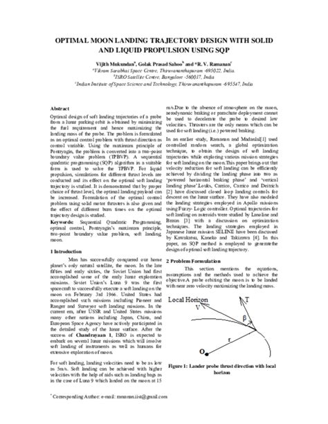 Pdf Optimal Moon Landing Trajectory Design With Solid And Liquid Propulsion Using Sqp