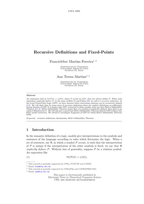 Pdf Recursive Definitions And Fixed Points