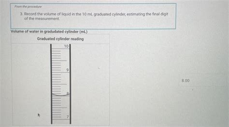Solved Volume Of Water In Beaker ML From The Procedure 3 Chegg Com