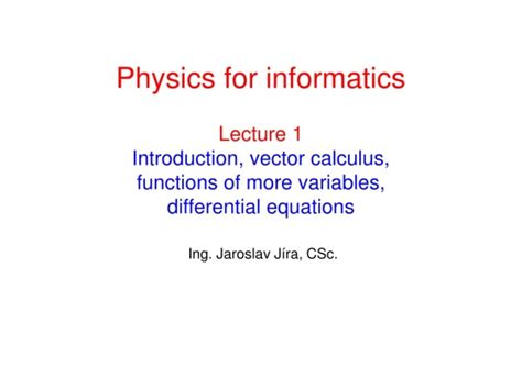 ppt lecture 1 introduction vector calculus functions of more variables differential