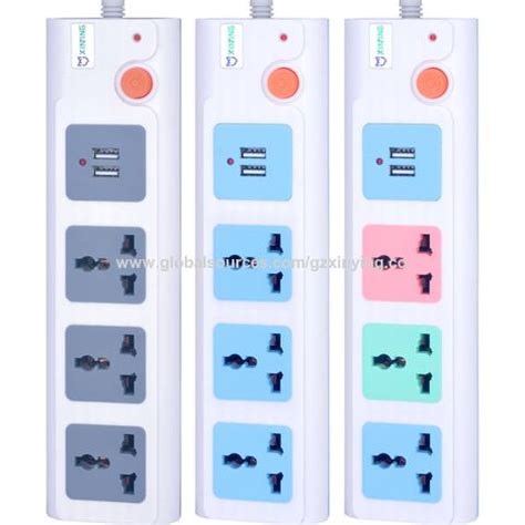 China Extension Cord Socket Universal Power Strip With Main Switches On