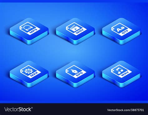 Set Wav File Document Mp3 Eps Max Mov And Otf Vector Image