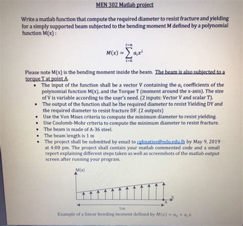 MEN 302 Matlab Projedt Write A Matlab Function That Chegg Com