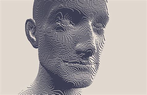 웃는 노인 큐브에서 구성하는 추상 디지털 인간 머리 기술 및 로봇 개념 복셀 아트3d 프레젠테이션 전단지 또는 포스터에 대 한 벡터 그림입니다 인공지능에 대한 스톡 벡터