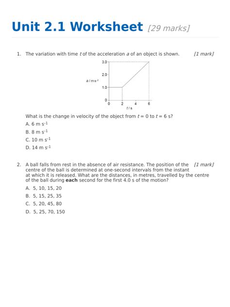 Kinematics Worksheet Pdf