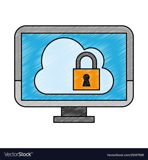 Cloud Computing Pc Scribble Royalty Free Vector Image
