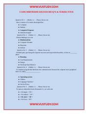 Comprehensive CS101 Midterm MCQs Subjective Solutions Course Hero