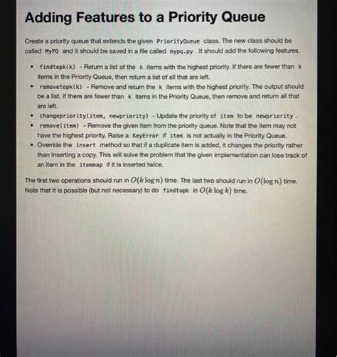 Solved Adding Features To A Priority Queue Create A Priority Queue That 1 Answer