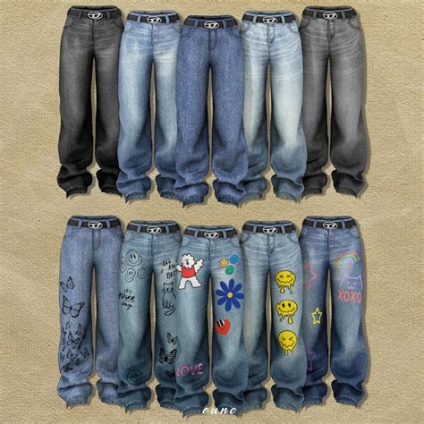 Sims4cc Y2k Wide Jeans Trajes Maxi Mods Sims 4 Sims 3
