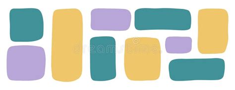 Hand Drawn Rectangle Text Box Doodle Colorful Set Abstract Geometric Frame Stock Vector