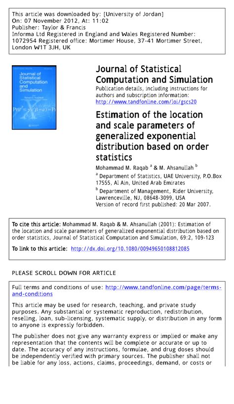 Pdf Estimation Of The Location And Scale Parameters Of Generalized