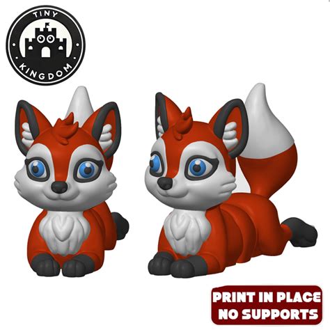 3d Printable Flexi Tiny Fox Articulated Fidget Figure Keychain