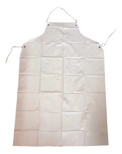3 Mandil Pvc Blanco 80 X 115 Cms Alimenticio Resistente Meses Sin Interés