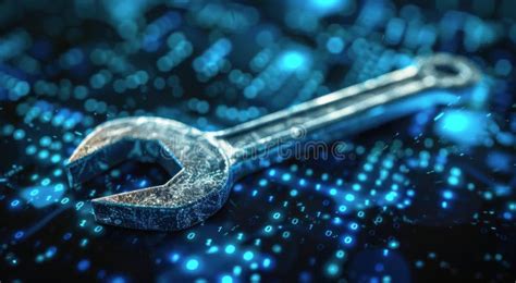 Digital Wrench Over Circuit Board Stock Image Image Of Hardware