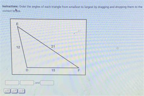 solved instructions order the angles of each triangle from smallest to largest by dragging and