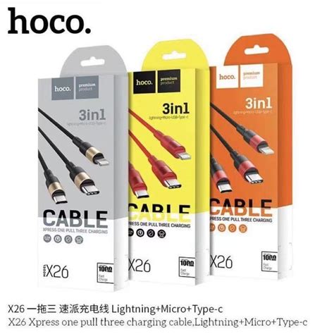 Hoco X26 ของแท้ 100 สายชาร์จ 3in1 Xpress Data Cable 2a มี 3 หัว Ip Android Typec Shopee