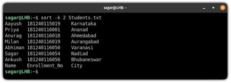Sort By Column In Bash