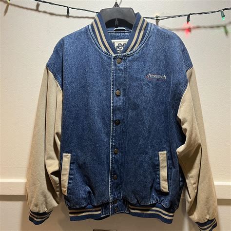 Super Sick Rare Vintage 90s Lee Sport Denim Bomber Depop