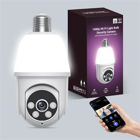 Hubflashy 1080p Light Bulb Security Camera With Motion Activated Led