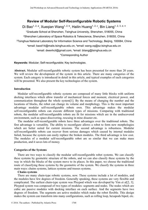 Pdf Review Of Modular Self Reconfigurable Robotic Systems