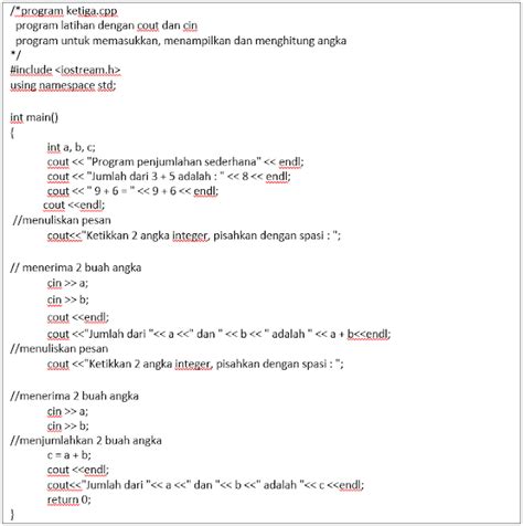 Fungsi Cout Dan Cin Dalam C Juru Informatika