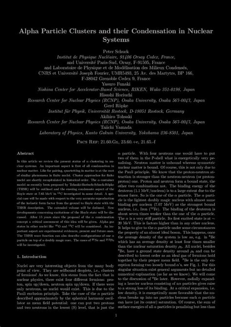 Pdf Alpha Particle Clusters And Their Condensation In Nuclear All