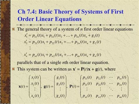 Ppt Ch 7 4 Basic Theory Of Systems Of First Order Linear Equations Powerpoint Presentation