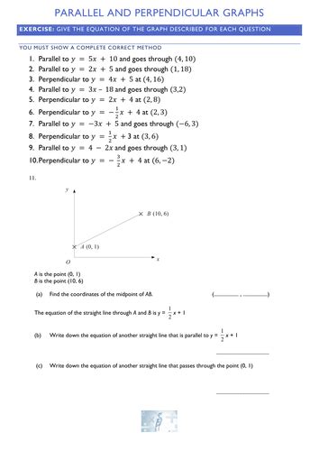 Parallel And Perpendicular Graph Equations Teaching Resources