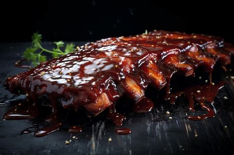 Premium Photo Ribs Glazed In Molasses Bbq Sauce