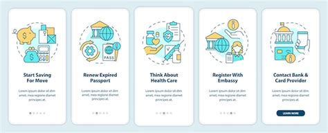 Premium Vector Moving Abroad Tips Onboarding Mobile App Screen